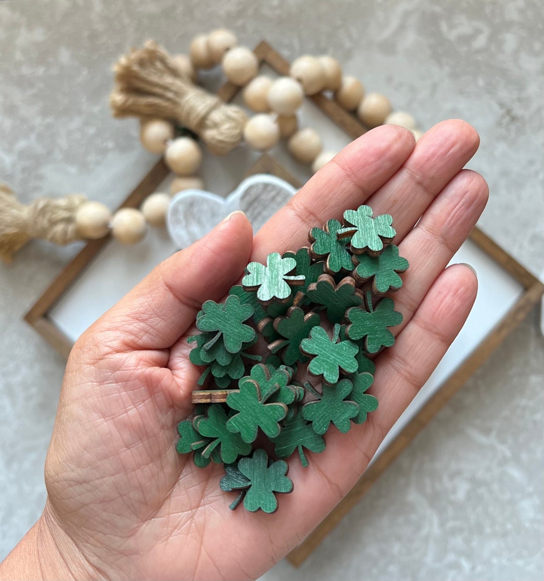 Mini Wooden Rustic Shamrocks Confetti 50 Pieces | St. Patrick's Day ...