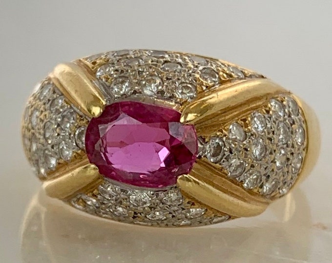 Beautiful 18k Yellow Gold Ruby and Diamond Ring - Etsy