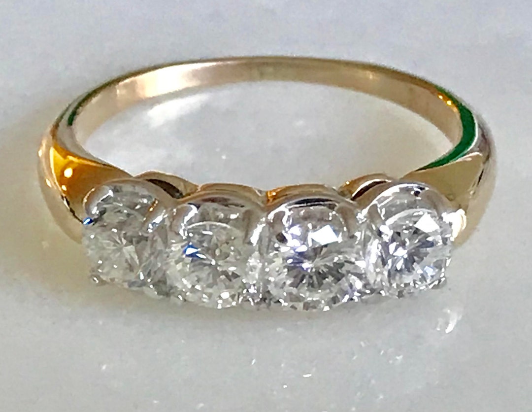 Stunning 14k Two Tone Four Stone Diamond Ring - Etsy