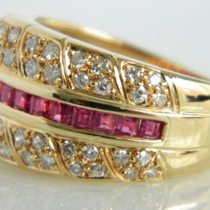 Beautiful 18K Gold Ruby & Diamond Channel Set Pave Ring Size 6.25 - Etsy