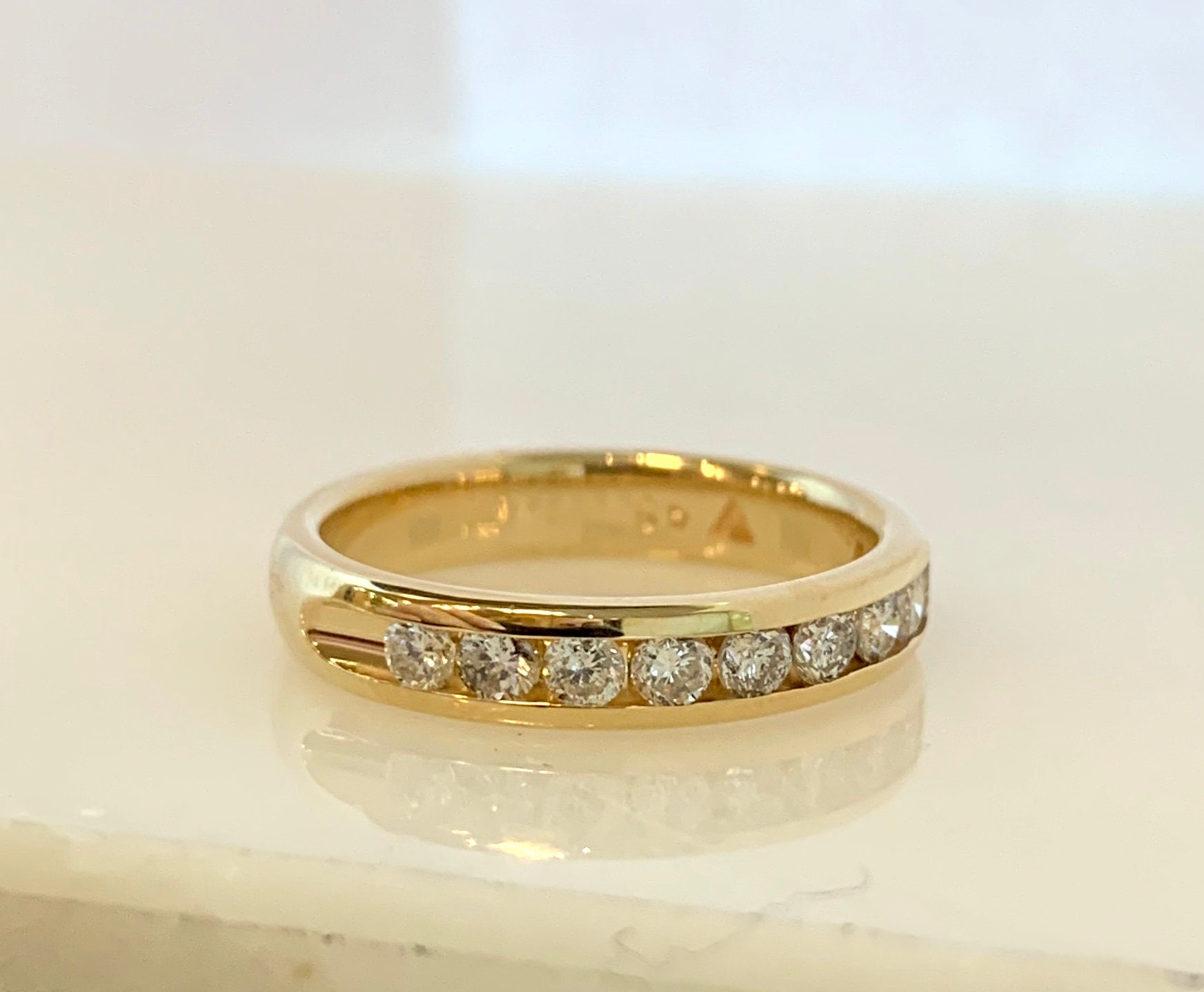 Stunning 14k Yellow Gold Channel Set Diamond Band | Etsy