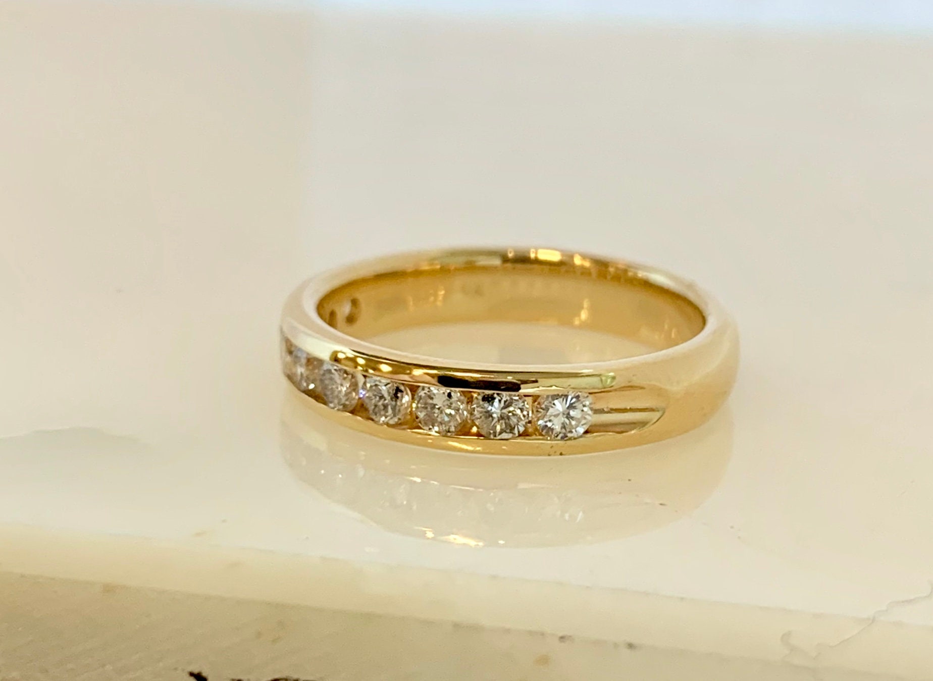 Stunning 14k Yellow Gold Channel Set Diamond Band | Etsy