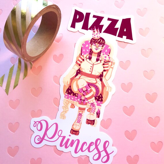 Curvy Girl Decal Pizza Princess Sticker Cute Pizza Lover Illustration ...