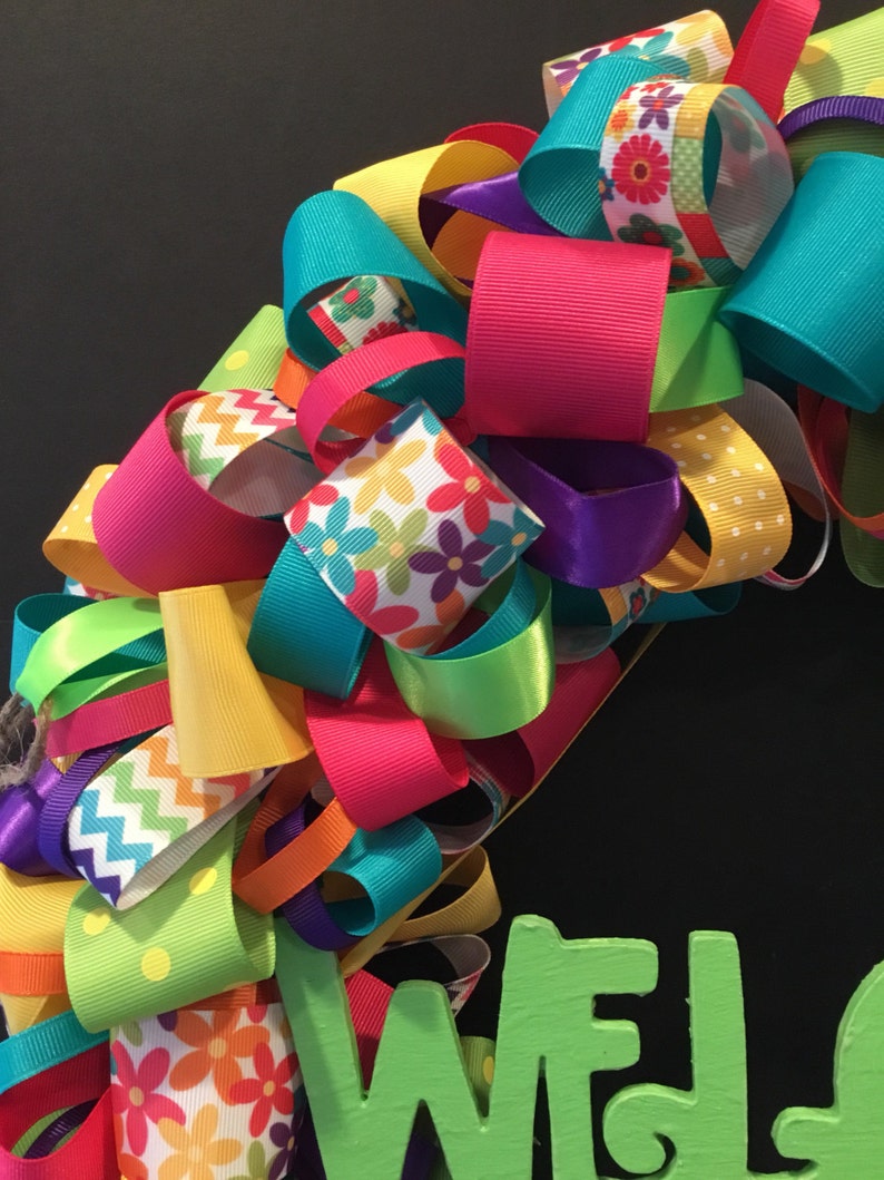 Welcome Ribbon Wreath - Etsy