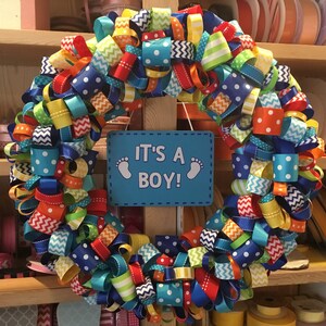 Baby Boy Ribbon Wreath - Etsy
