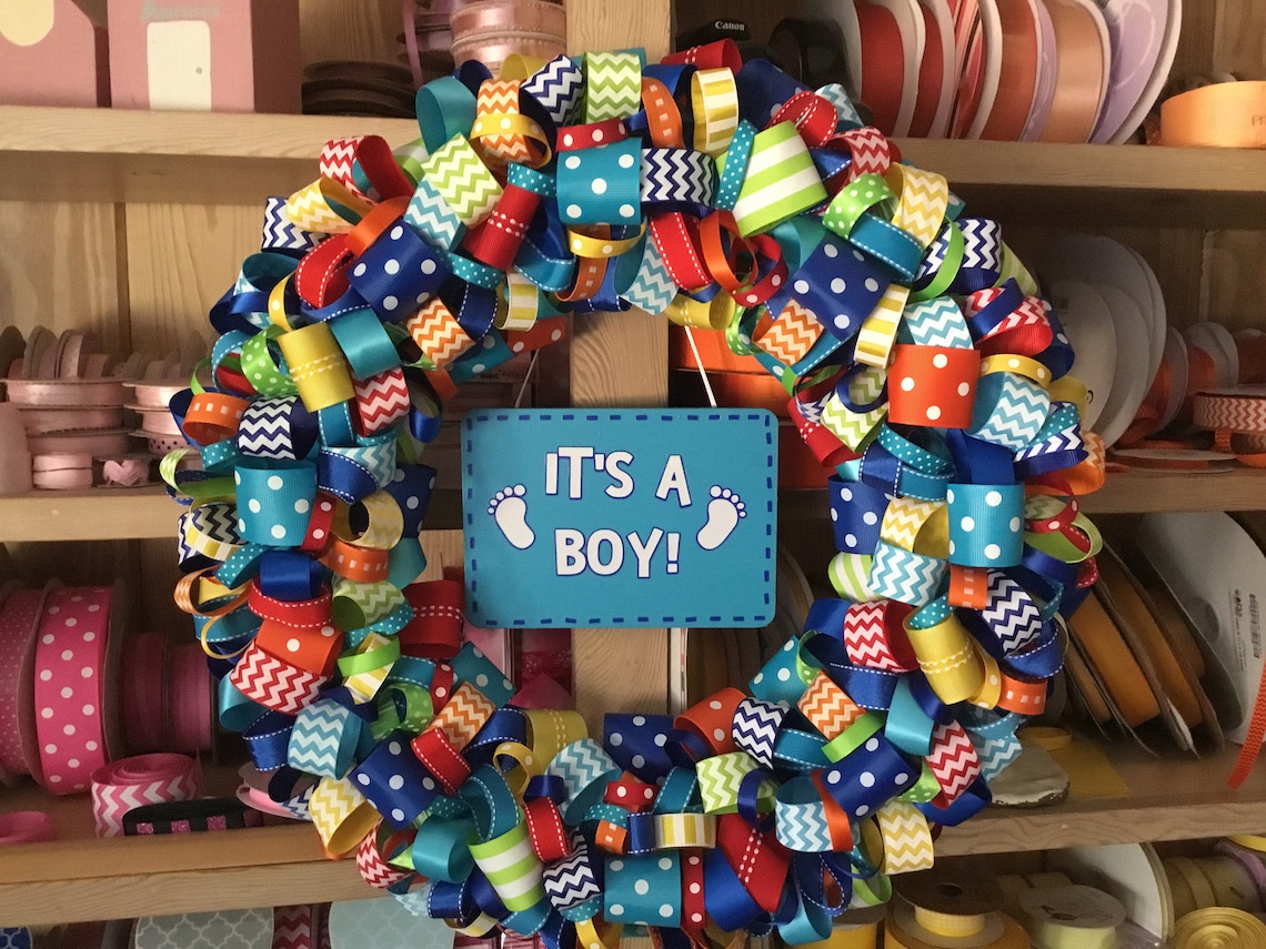 Baby Boy Ribbon Wreath | Etsy