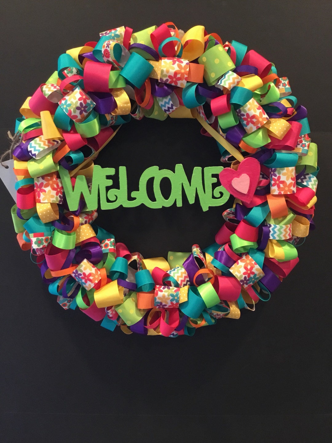 Welcome Ribbon Wreath - Etsy