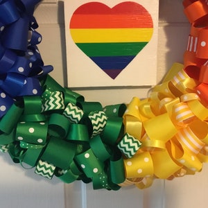 Rainbow Heart Ribbon Wreath - Etsy