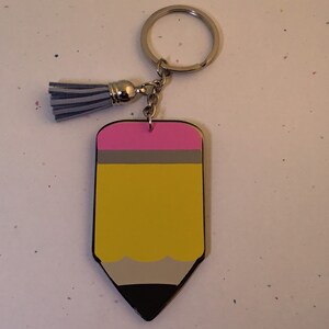 Teacher's Pencil Keychain - Etsy