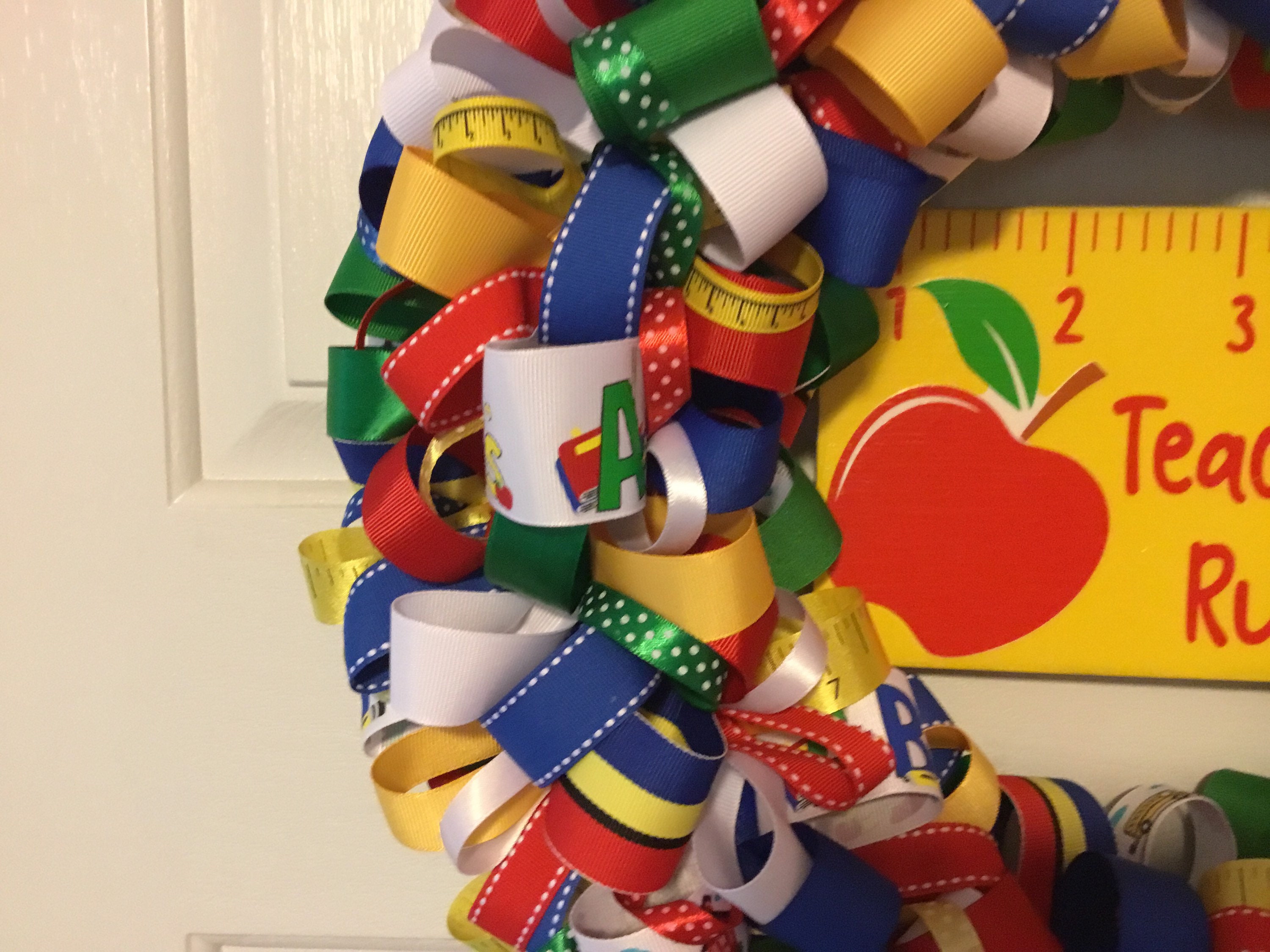 Teachers Ribbon Wreath with hanging plaque | Etsy