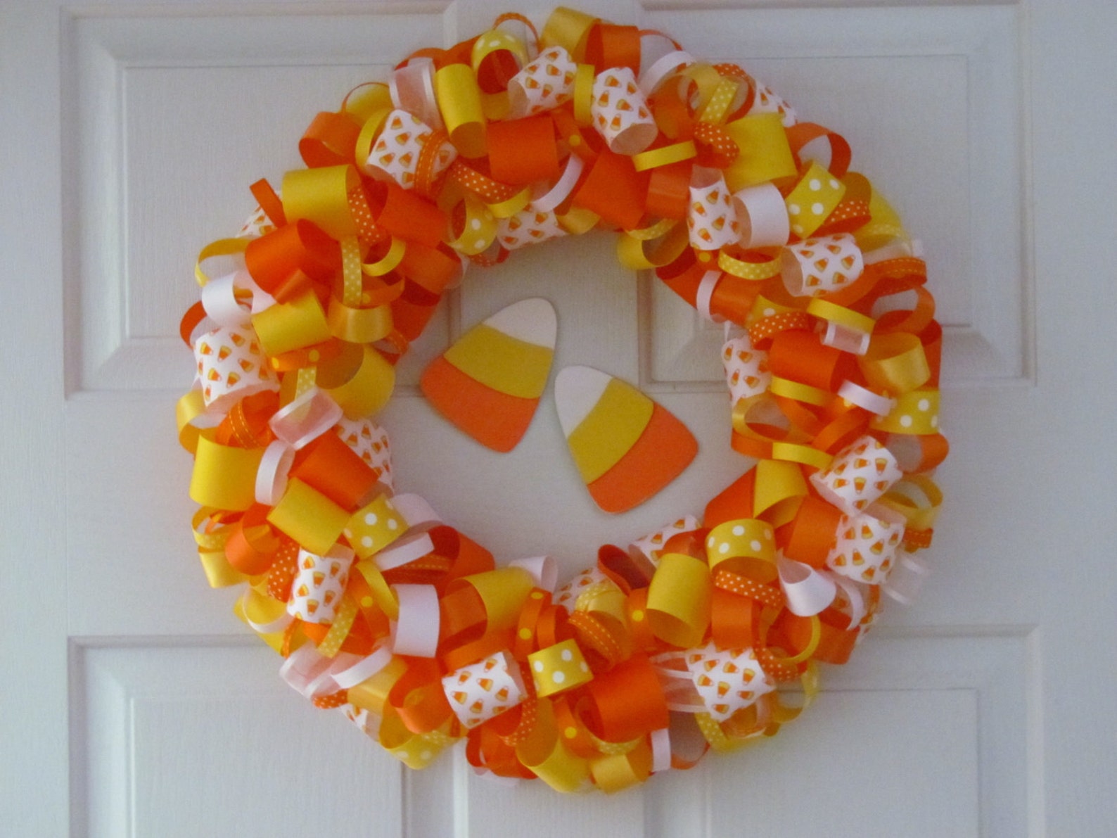 Candy Corn Ribbon Wreath - Etsy