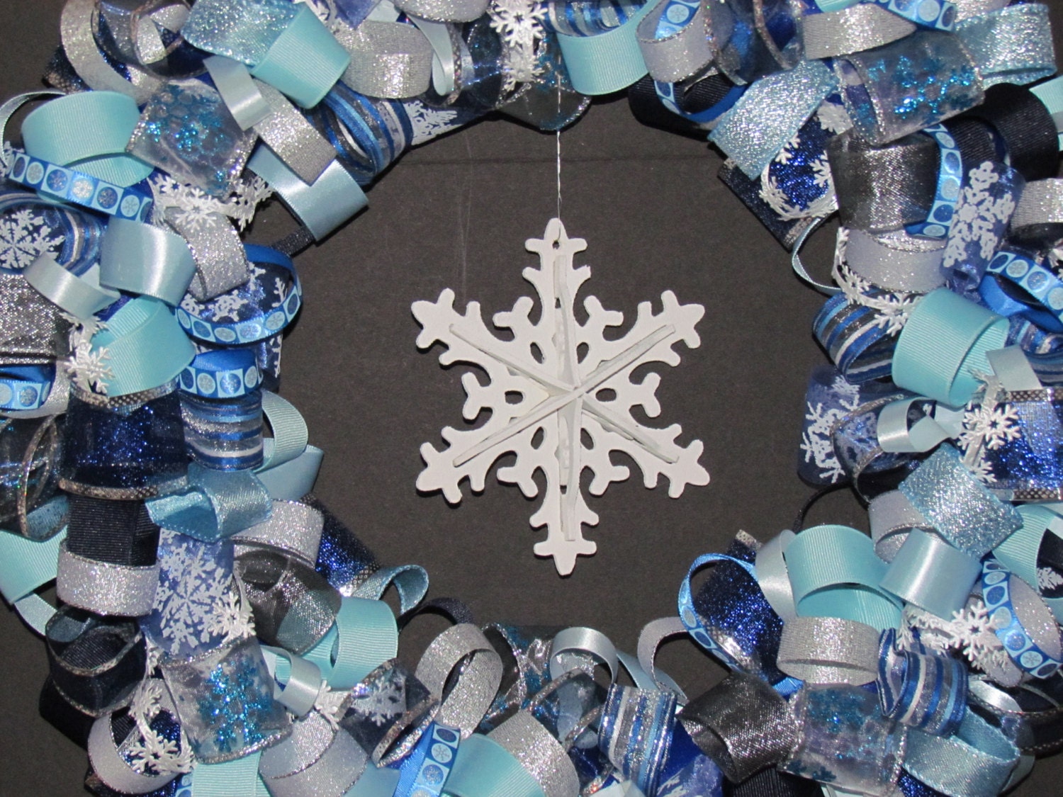 Frozen Winter Snowflake Ribbon Wreath | Etsy