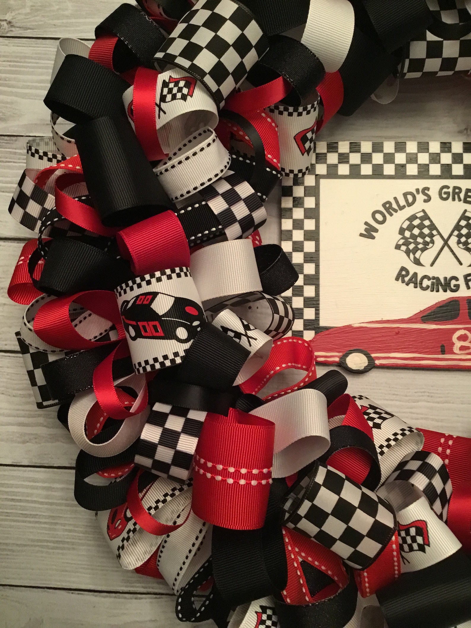 Racing Fan / Auto Racing Fan Ribbon Wreath | Etsy