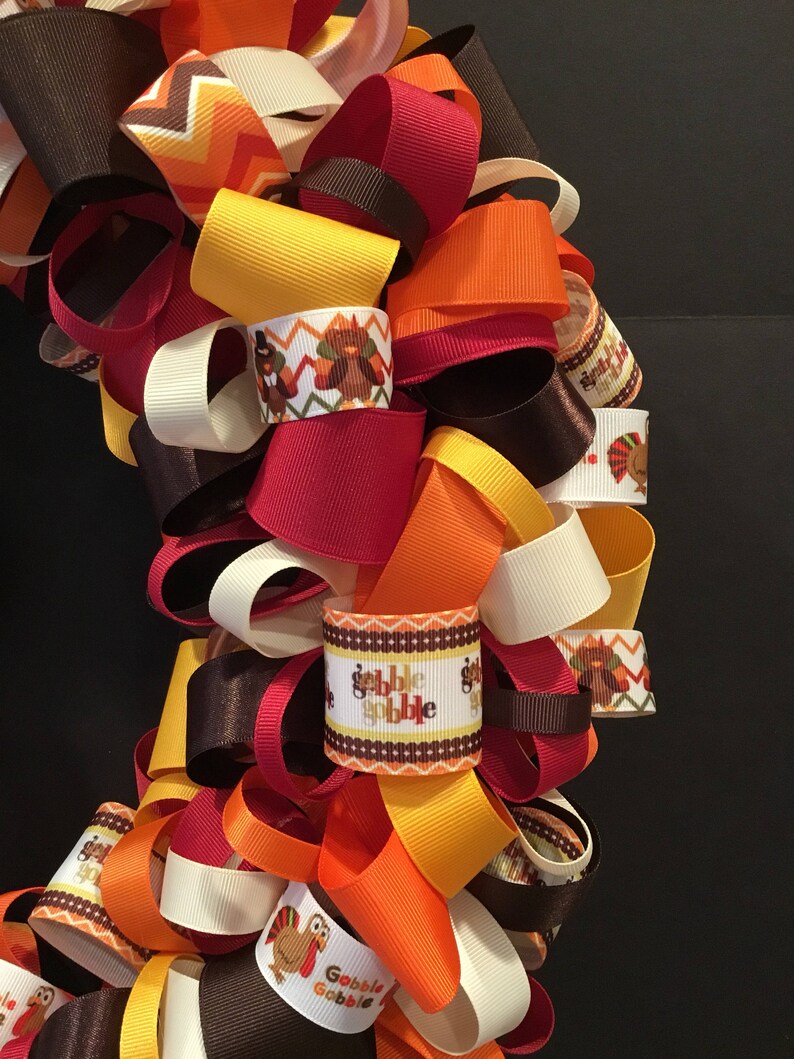 Thanksgiving Turkey Ribbon Wreath | Etsy