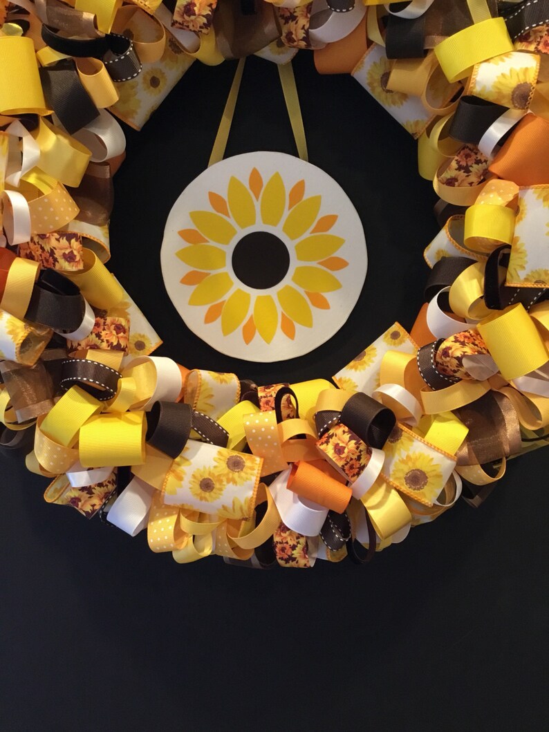Sunflower Ribbon Wreath | Etsy