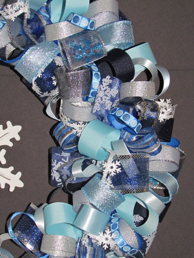Frozen Winter Snowflake Ribbon Wreath | Etsy
