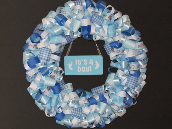 Baby Boy Ribbon Wreath | Etsy