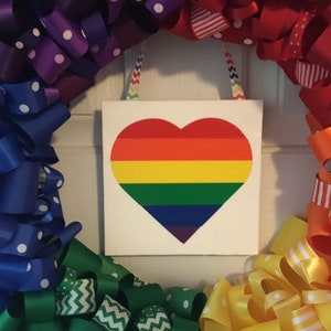 Rainbow Heart Ribbon Wreath - Etsy