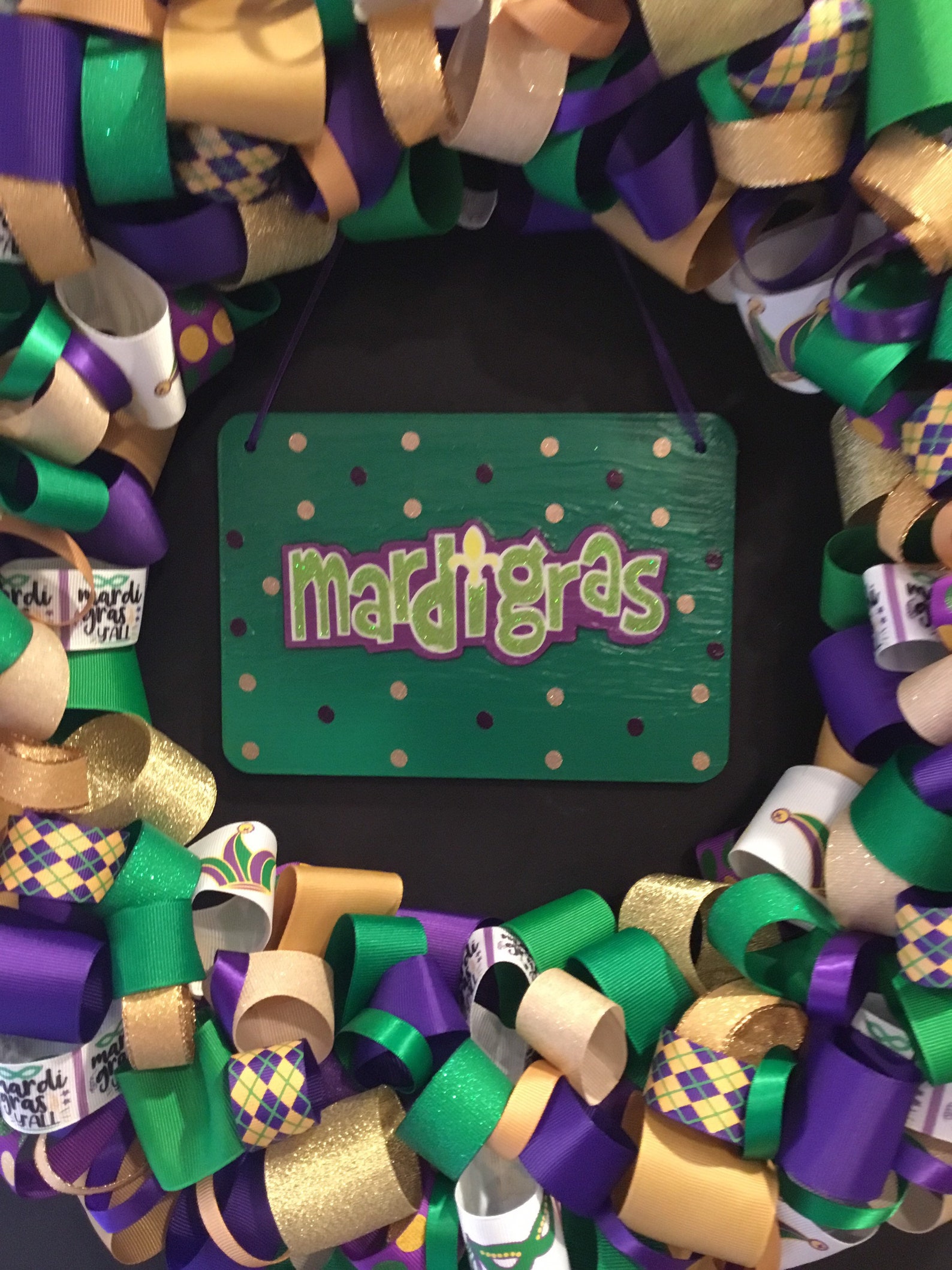 Mardi Gras Ribbon Wreath | Etsy