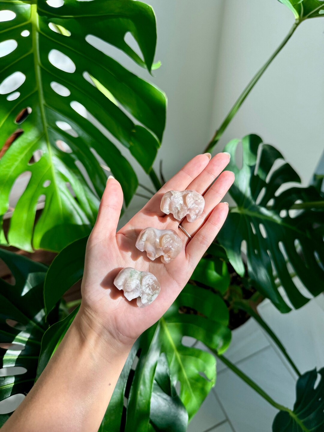 Elephant Flower Agate Carvings Cute Animal Crystal Animal - Etsy