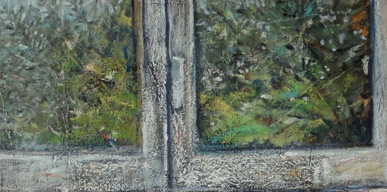 Painting "fruit Under Window" Still Life. Mixed Media, Oil Pastel on ...