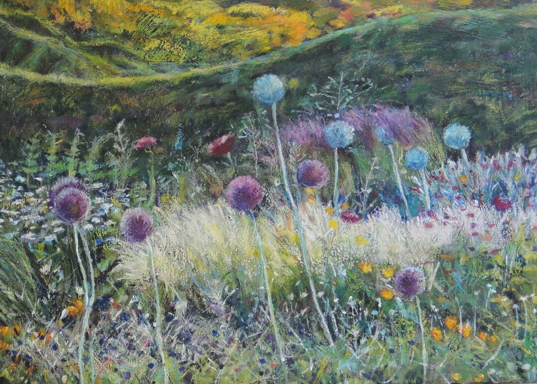 Painting "spring Landscape" Mixed Media on Canvas 50 X 70 Cm. Flowers ...