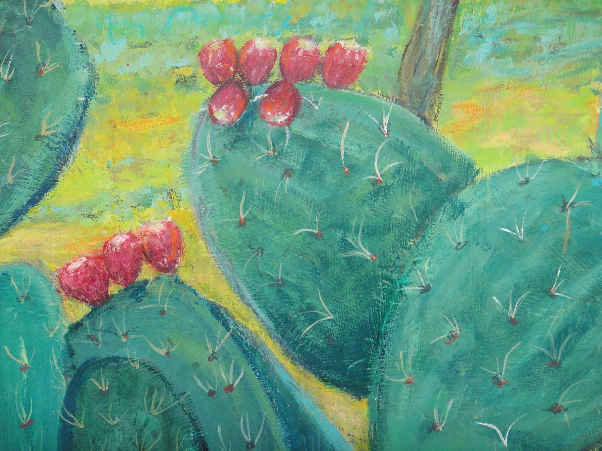 Painting on Canvas. Original prickly Pear Mixed - Etsy