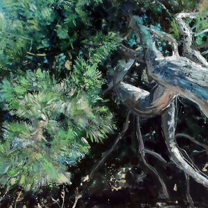 Oil Painting on Canvas. "leaning Pine Tree" 80 X 60 Cm. Nature Inspired ...