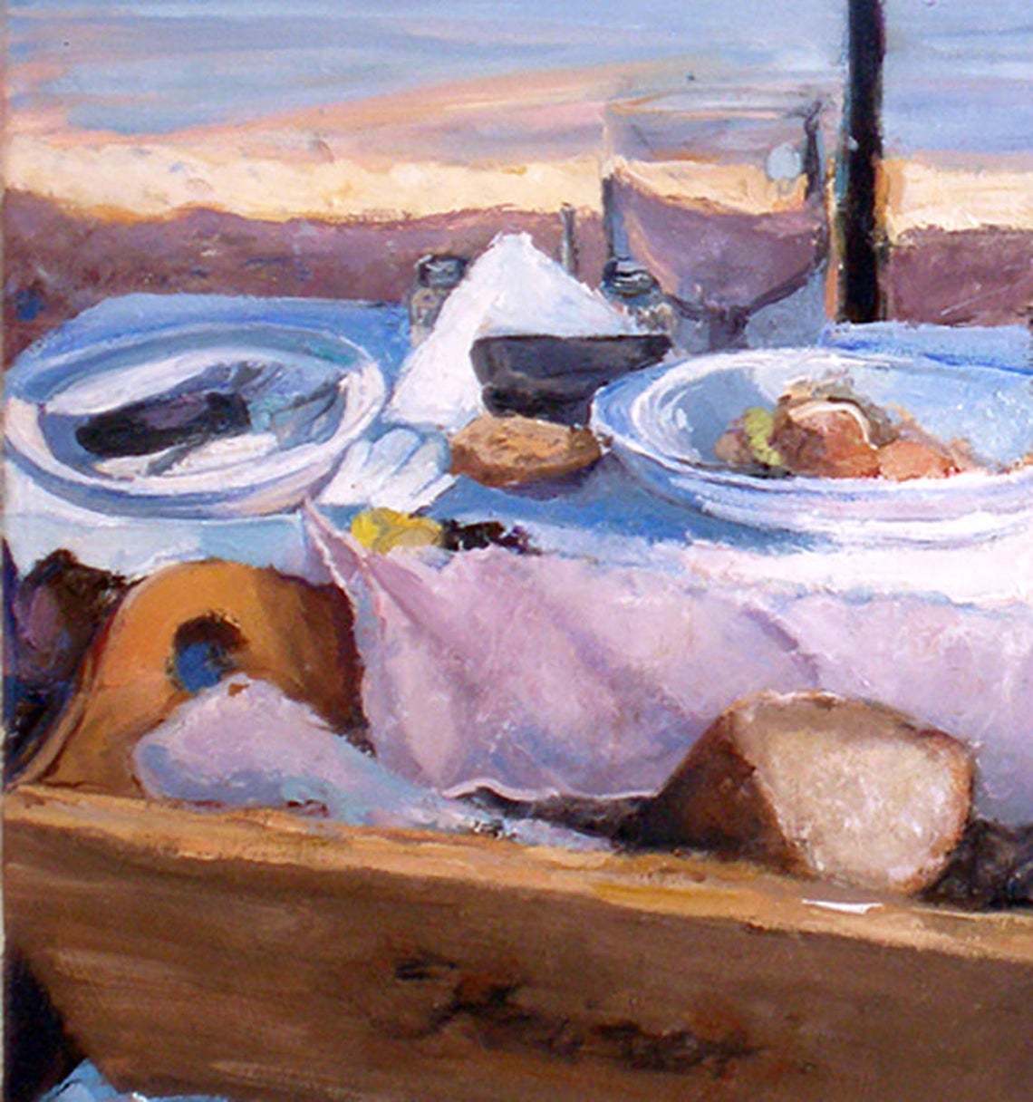 Oil Painting on Canvas. Original Painting "after Lunch by the Sea" 70 X ...