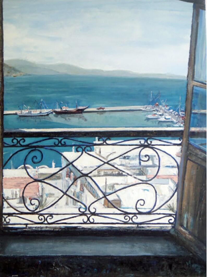 Oil Painting Original. window View Naxos Greek - Etsy