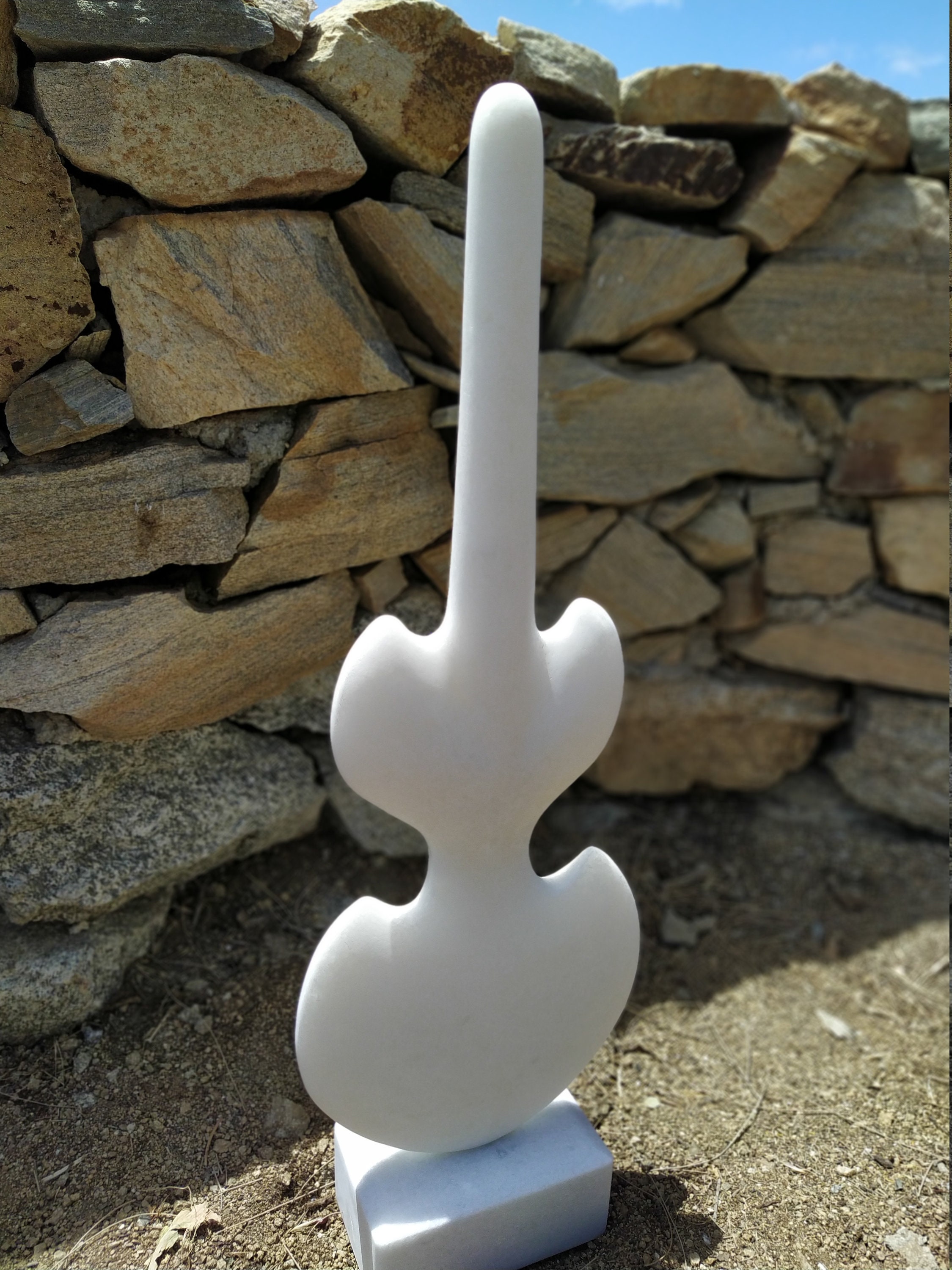 Violin Shaped Hand Carved Marble Figure, 68 Cm, Ancient Cycladic Greek ...