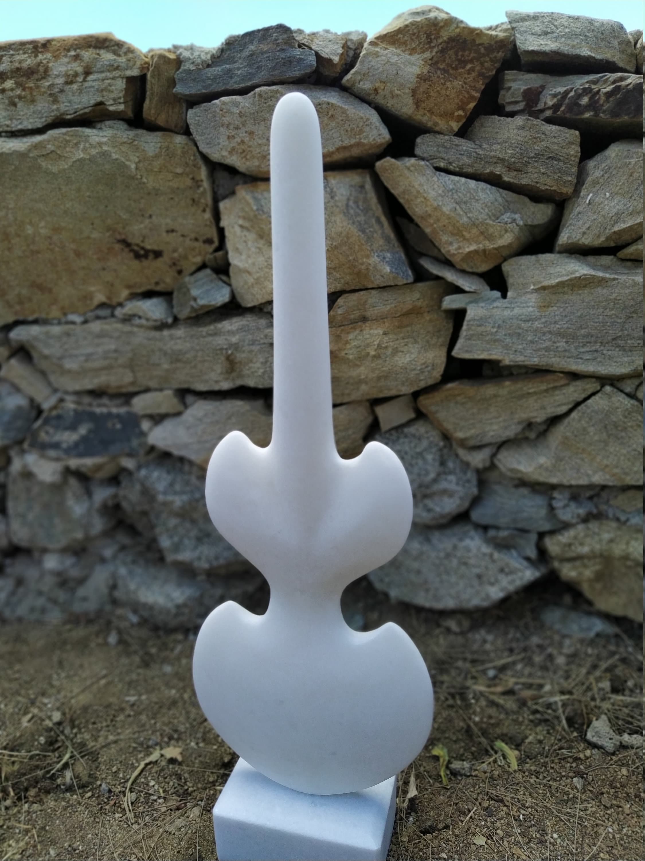 Violin Shaped Hand Carved Marble Figure, 68 Cm, Ancient Cycladic Greek ...