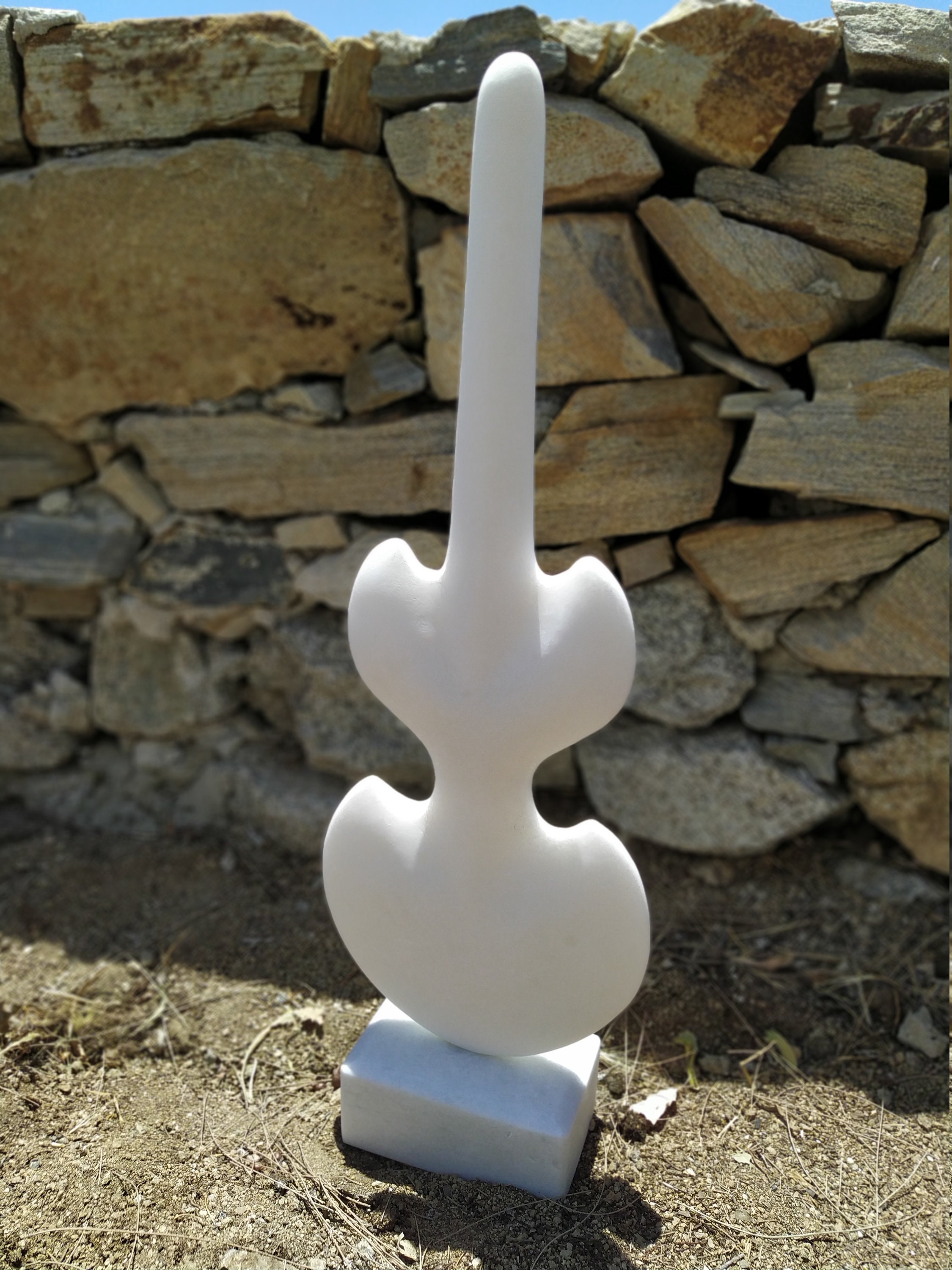 Violin Shaped Hand Carved Marble Figure, 68 Cm, Ancient Cycladic Greek ...