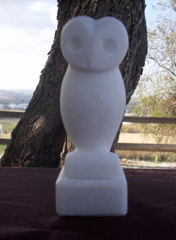 Hand Carved Snow White Marble Tiny Owl 9 Cm Archaic Art - Etsy