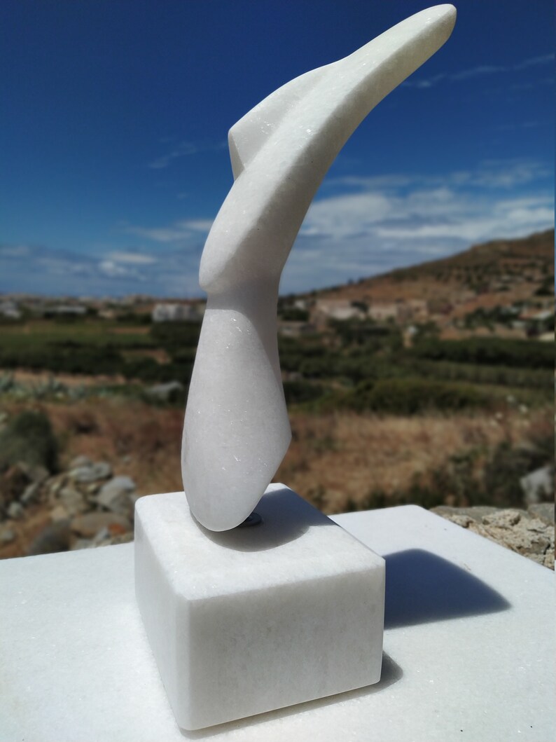 Hand Carved White Marble Cycladic Head Sculpture: Museum Replica (13.80 ...