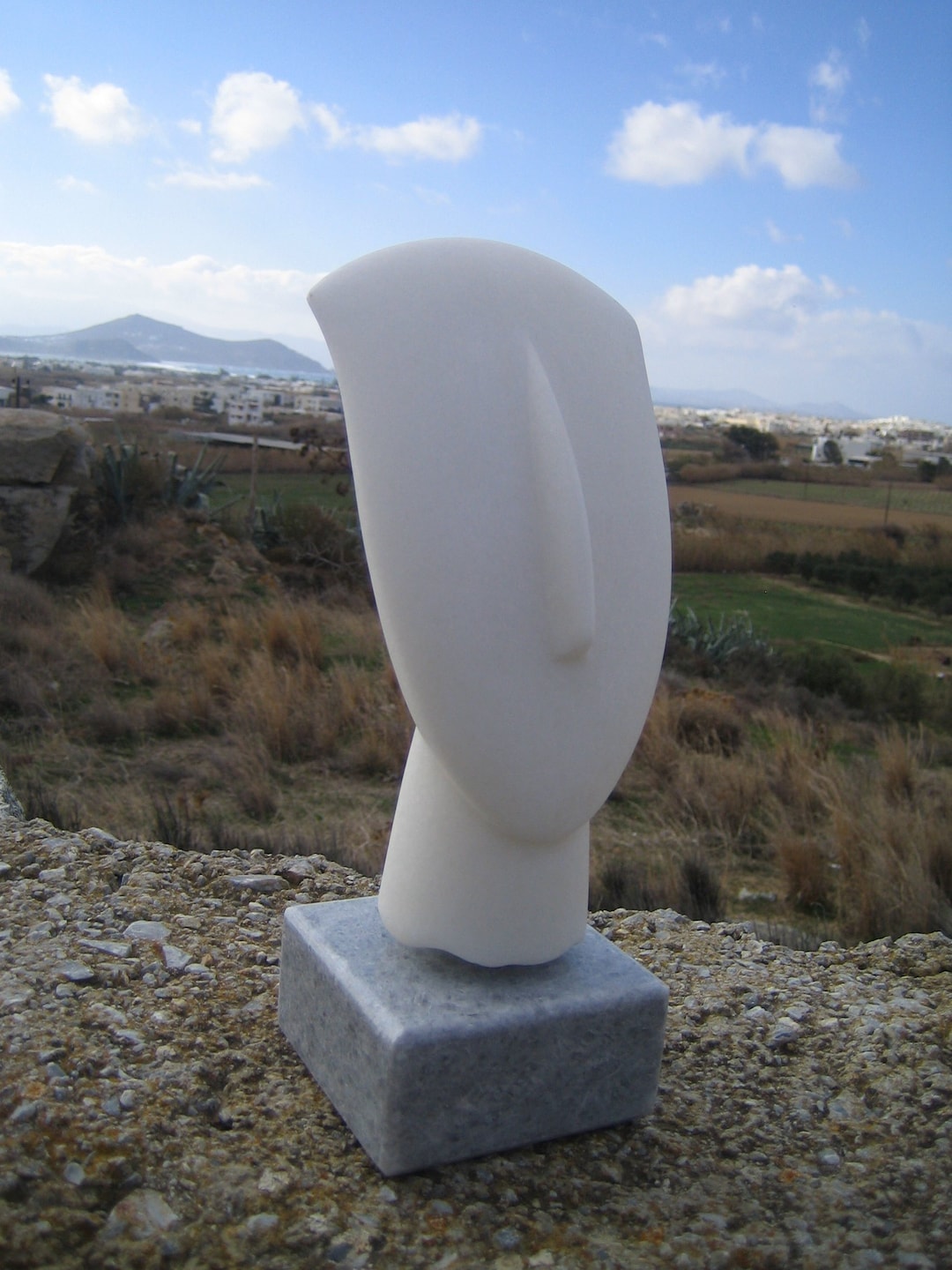 Hand Carved Cycladic Art Figure Head: Snow White Marble Replica (29 Cm ...