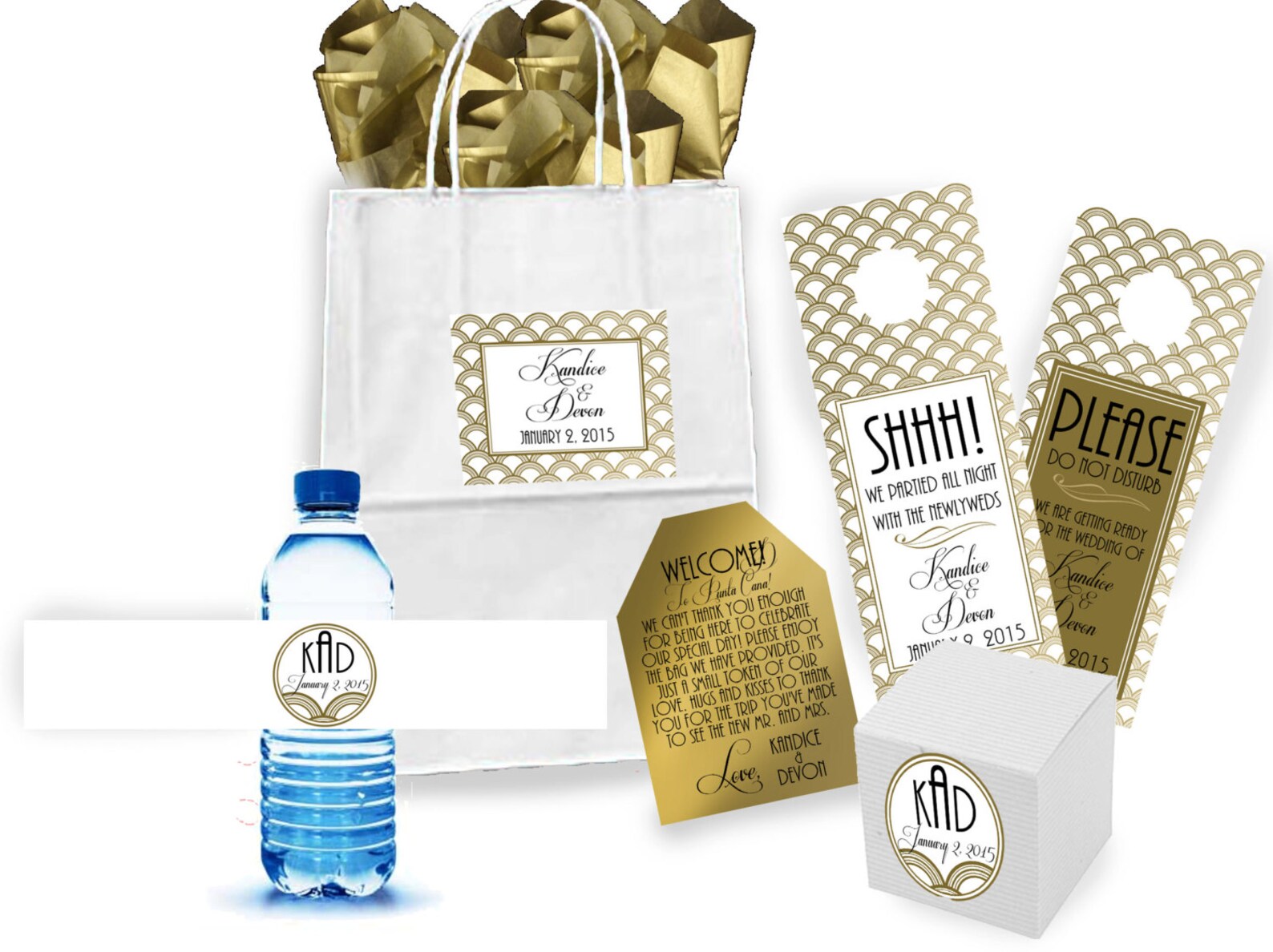 Hotel Wedding Welcome Bag Gatsby New Years Gold Art Deco Theme | Etsy