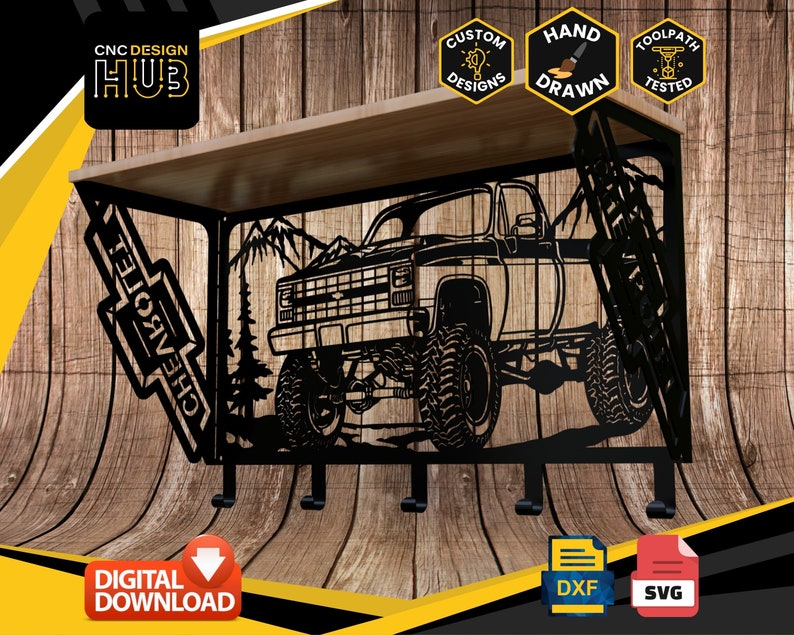 Chevy Truck Art Shelf and Hanger Bracket Designed for CNC Machines ...
