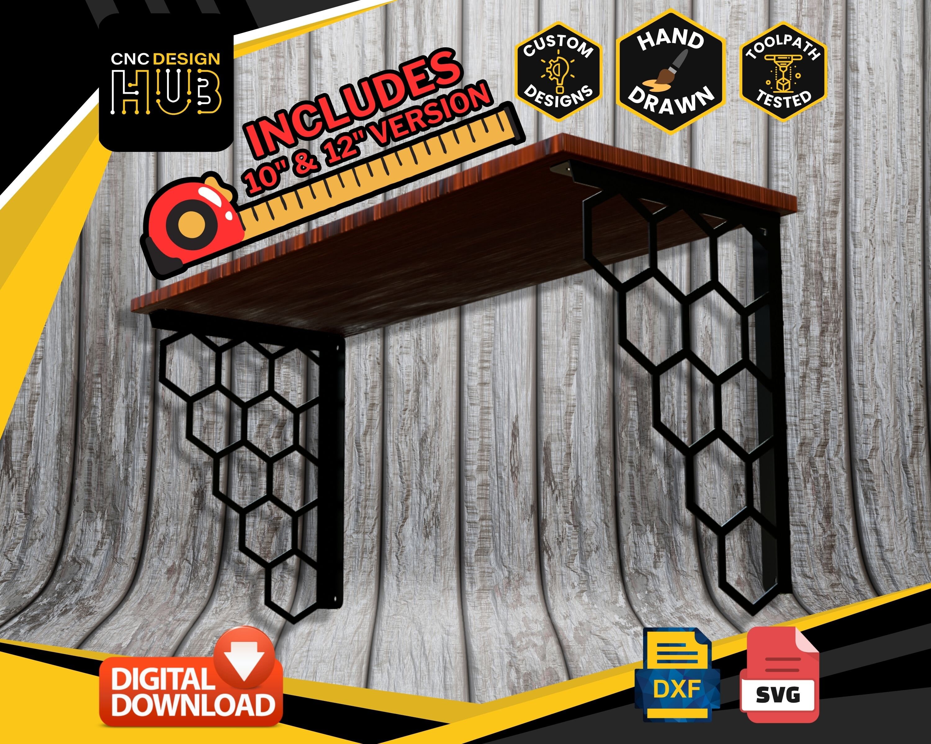 Shelf Brackets Bundle - X6 Designs Includes 10" & 12" - Designed for ...