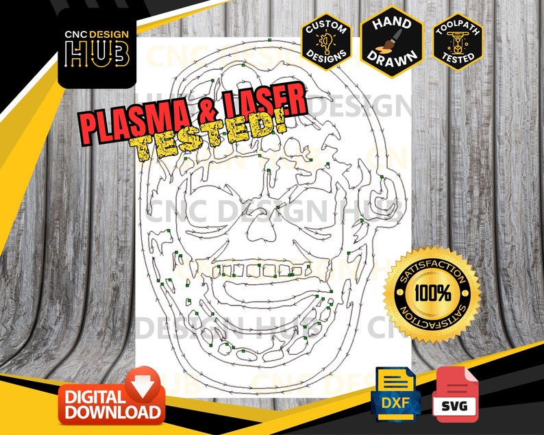 Zombie Skull Head - Designed for CNC Machines - Plasma, Laser, Water ...