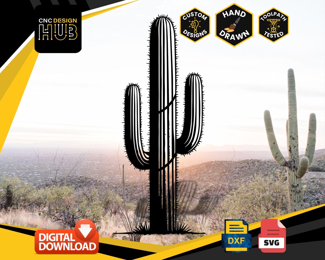 Life-size Cactus – 60" Tall - Designed for CNC Machines - Plasma, Laser ...