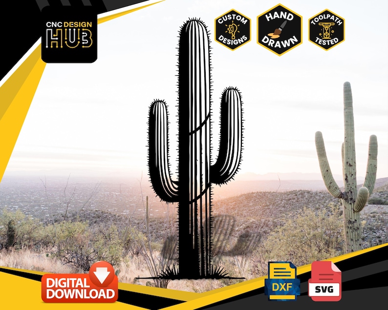 Life-size Cactus – 60" Tall - Designed for CNC Machines - Plasma, Laser ...