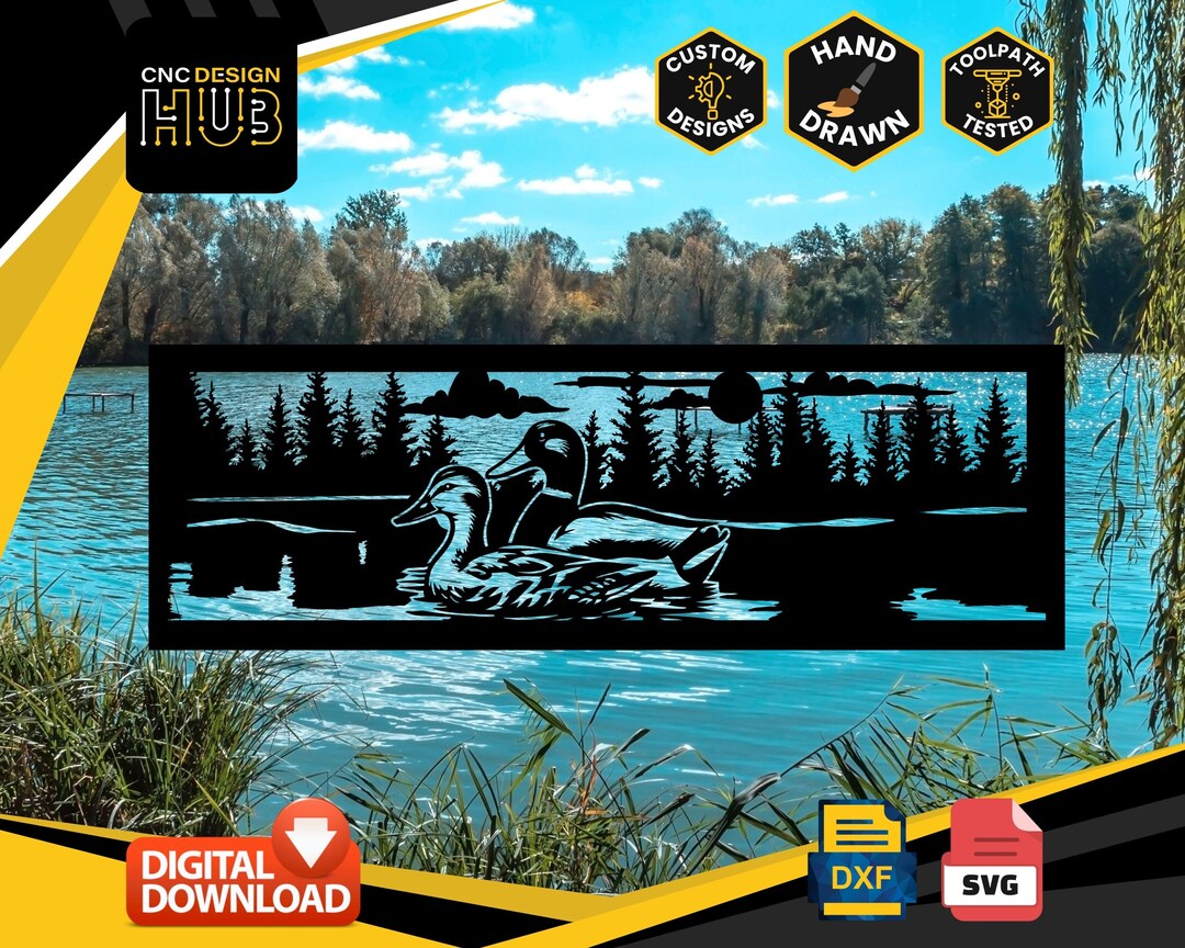 Duck Scene - Ideal for Firepits & Wall Art - Designed for CNC Machines ...