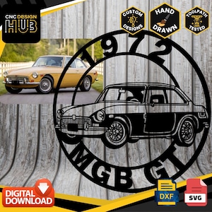 MGB GT 1972 Car Silhouette - Designed for CNC Machines - Plasma, Laser ...
