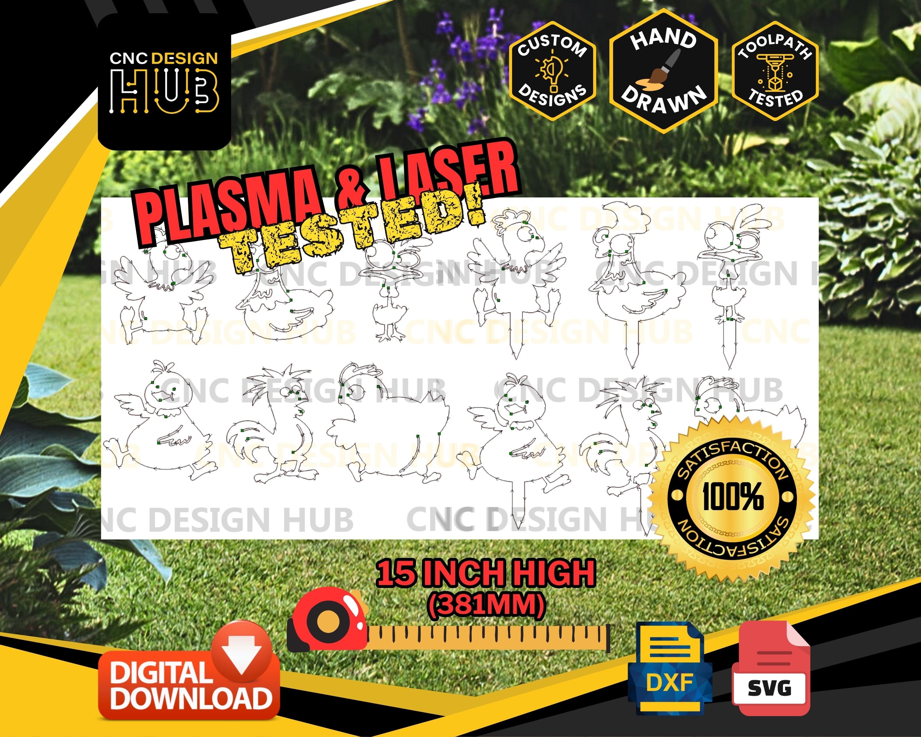 Chicken Garden Stakes - Funny Roosters and Hens - Designed for CNC ...