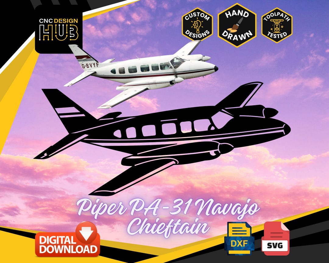 Piper PA-31 Navajo Chieftain - Airplane - Designed for CNC Machines ...