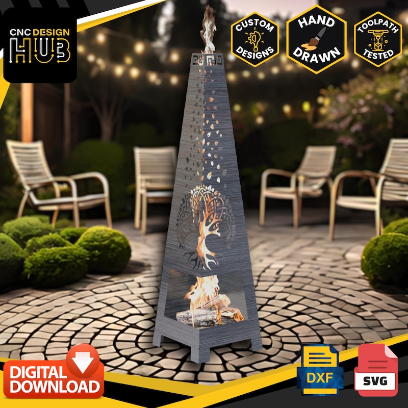 Firepit With Chimney Dxf - Etsy