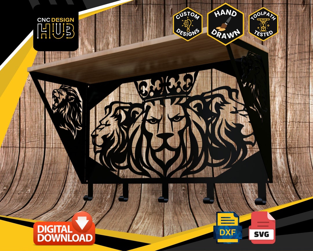 Lion King Art Shelf and Hanger Bracket - Designed for CNC Machines ...