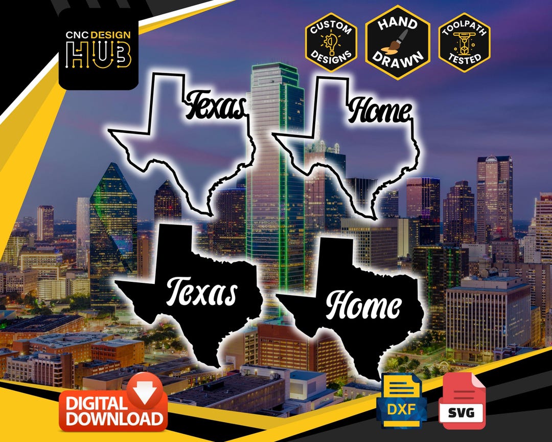 United States Home State - Texas - 4 Styles Designed for CNC Machines ...
