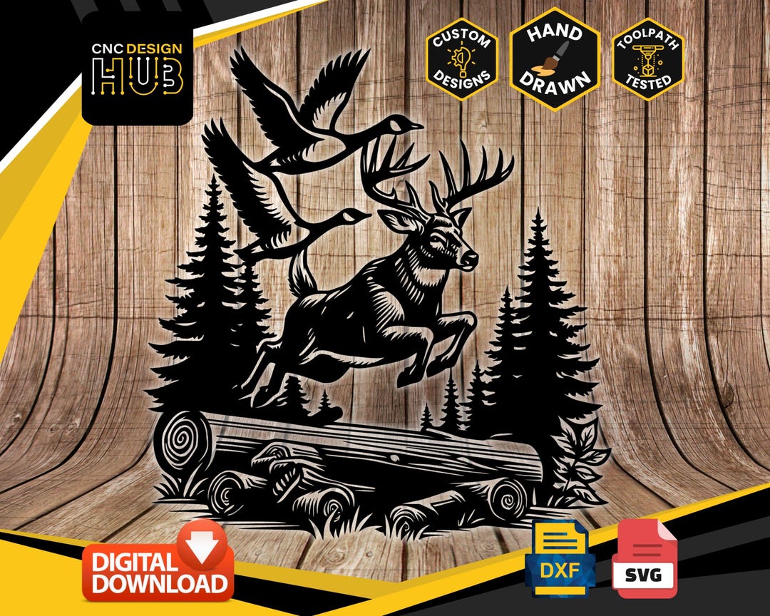 Deer and Geese Scene - Designed for CNC Machines - Plasma, Laser, Water ...